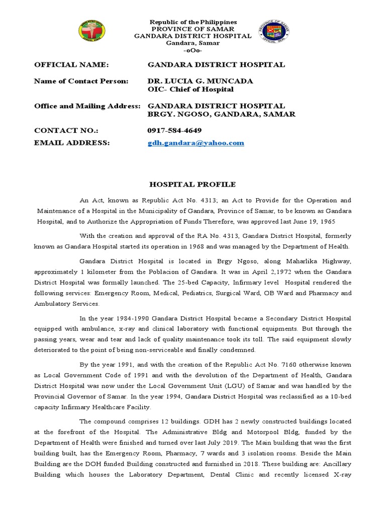 Hospital Profile Final | PDF | Hospital | Nursing