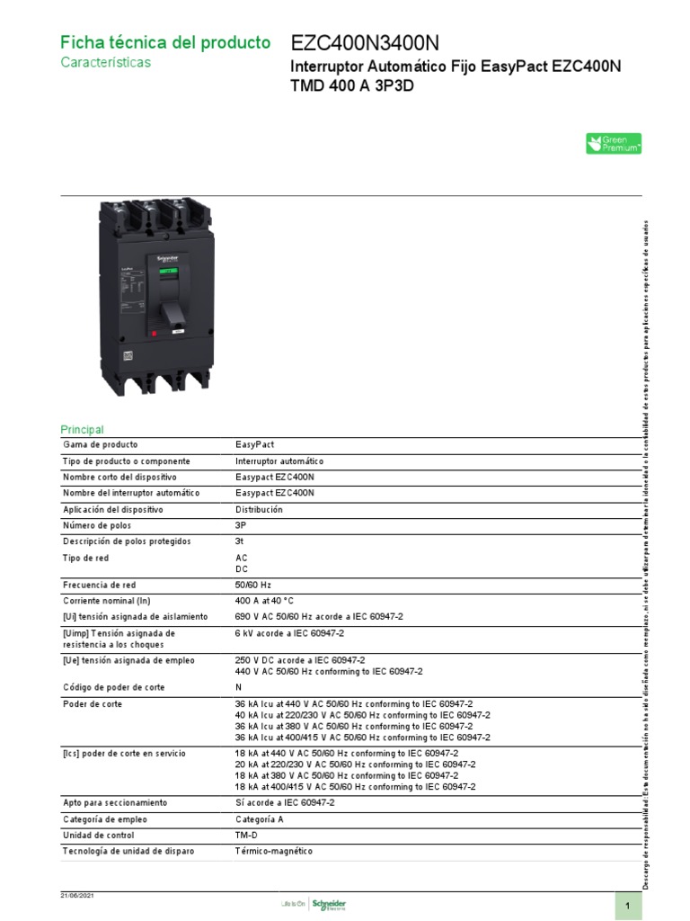 EasyPact EZC - EZC400N3400N | PDF | Residuos | Electricidad