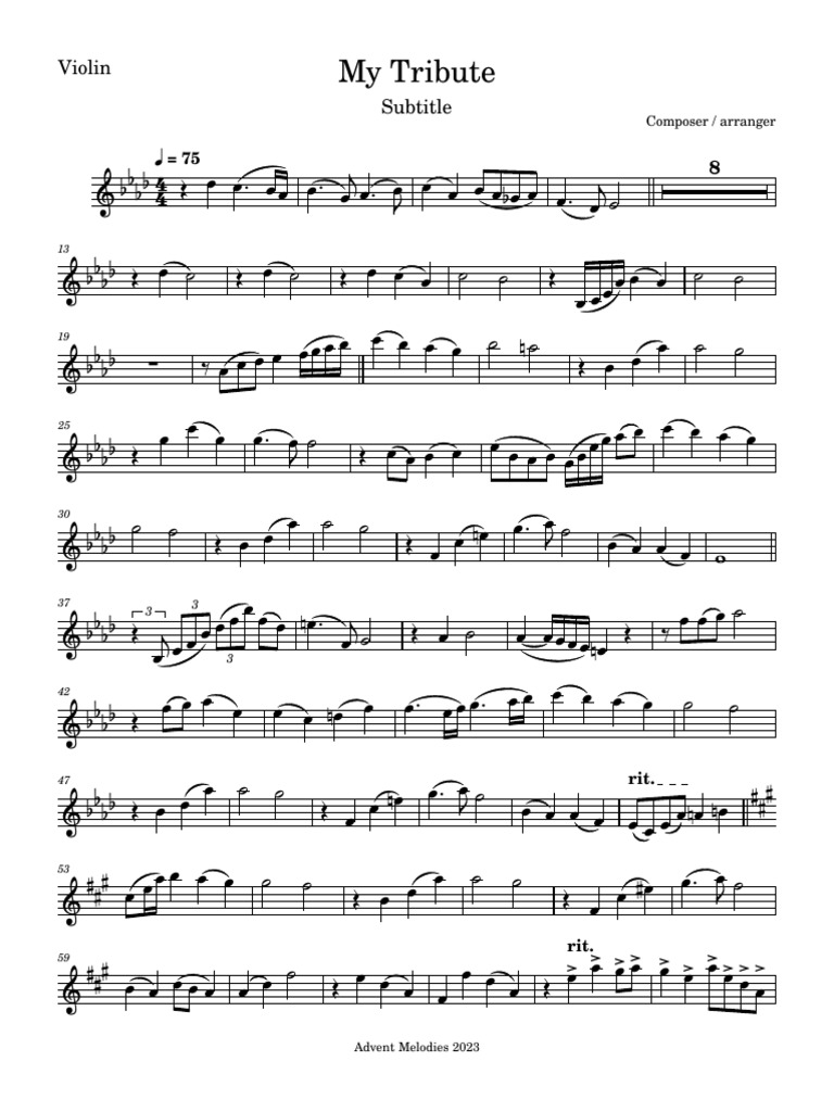 My Tribute Violin Pdf Musical Compositions Musical Techniques