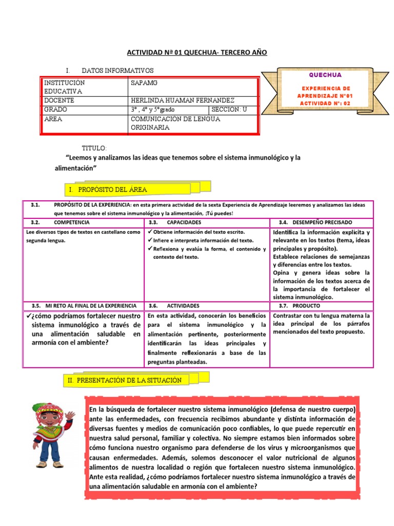 Actividades de Alimentación Saludable en Quechua | PDF | Alimentos ...