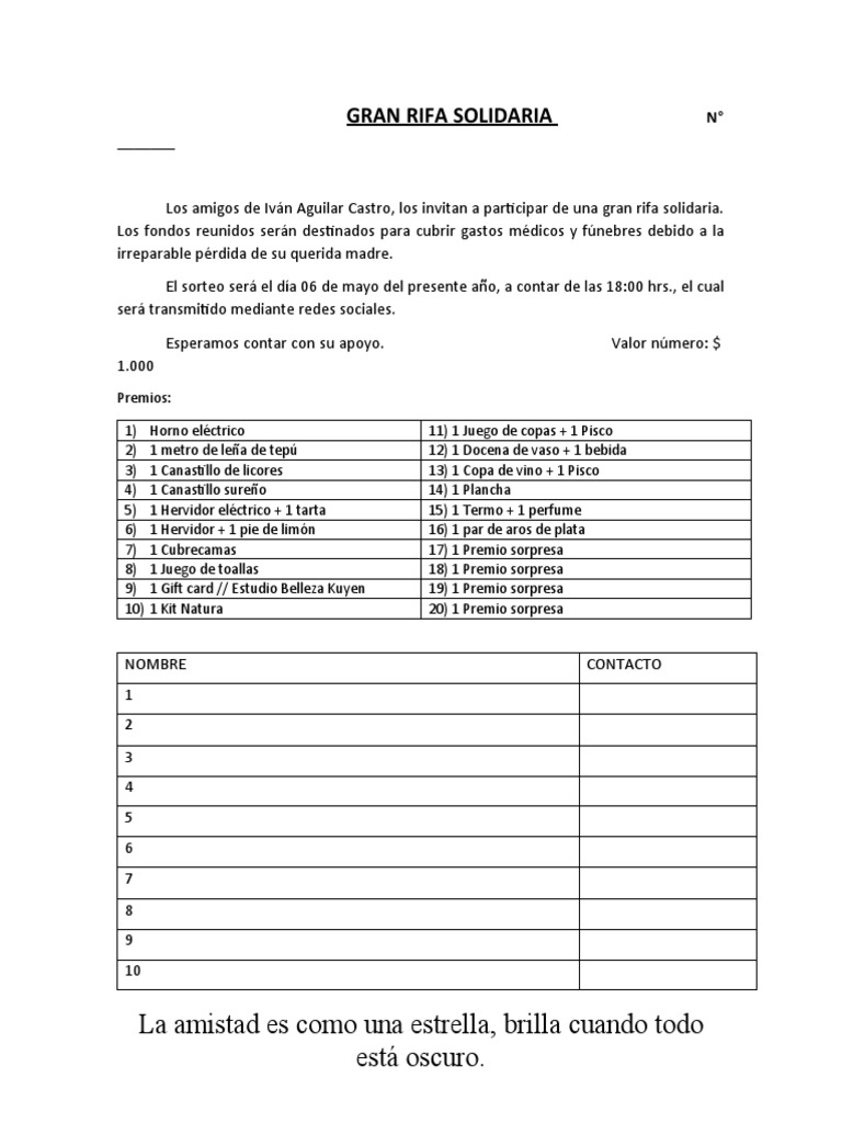 Gran Rifa Solidaria | PDF