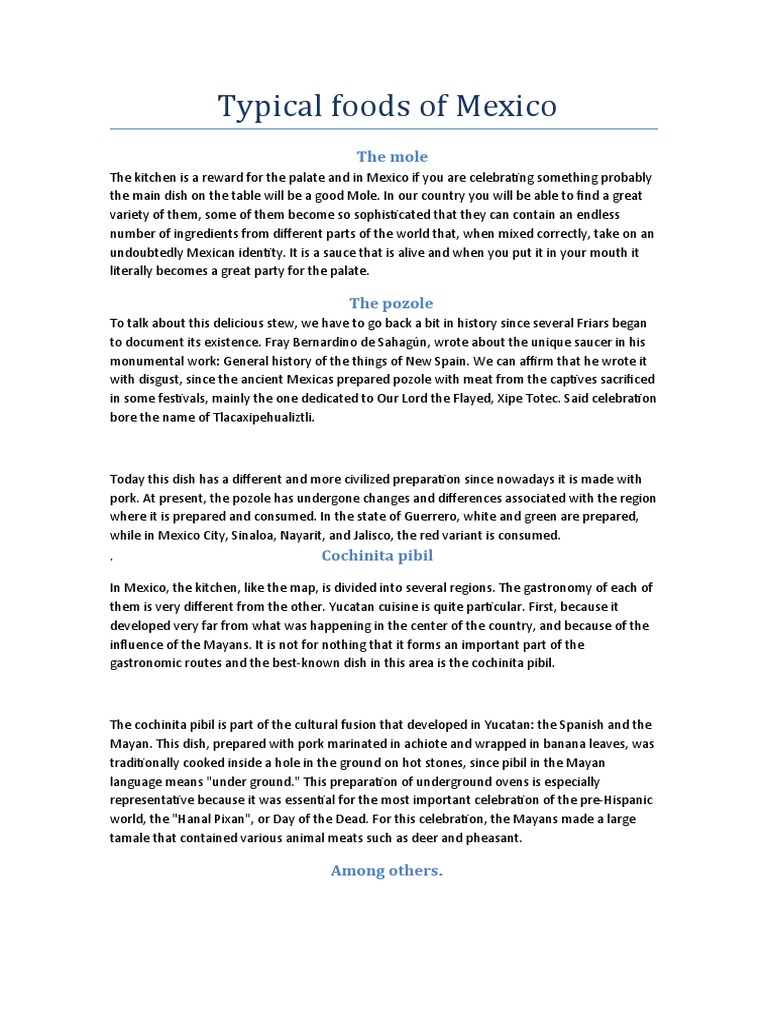 Typical Foods of Mexico | PDF | Mexican Cuisine | Foods