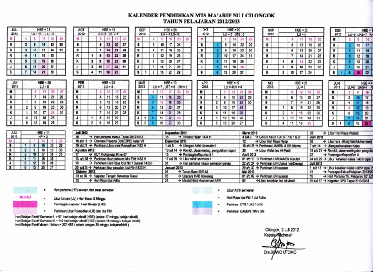 Kalender Pendidikan MTS Ma'arif NU | PDF