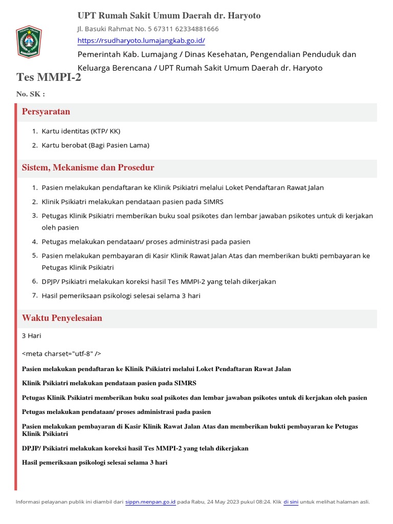 Unduh Standar Pelayanan - Tes MMPI-2 | PDF