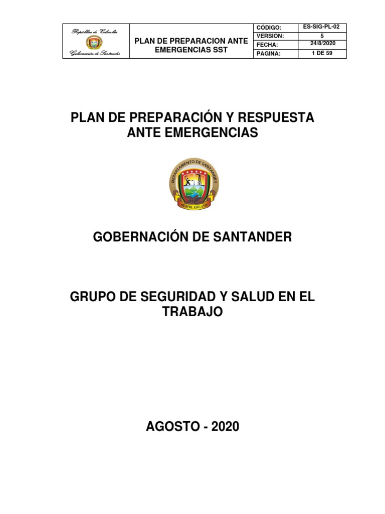Es-Sig-Pl-02 Plan de Preparacion Ante Emergencias SST | PDF ...