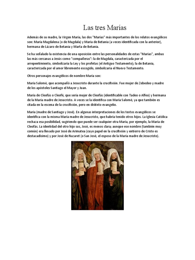 Las Tres Marías en el Evangelio | PDF | Religión y espiritualidad
