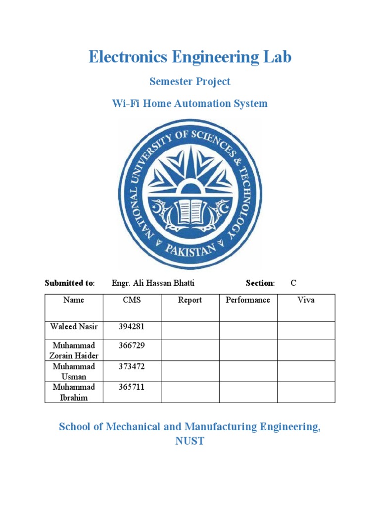 Electronics Engineering Lab Project Report (Home Automation System ...