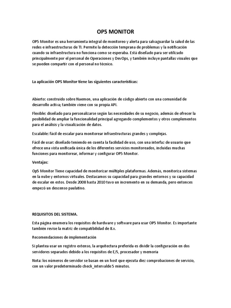 Op5 Monitor | PDF | Servidor (Computación) | Software de la aplicacion