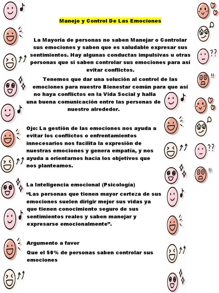 Manejo Y Control De Las Emociones Pdf Las Emociones Empatía