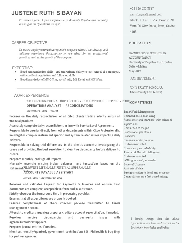 Resume Template | PDF | Accounts Payable | Cognition