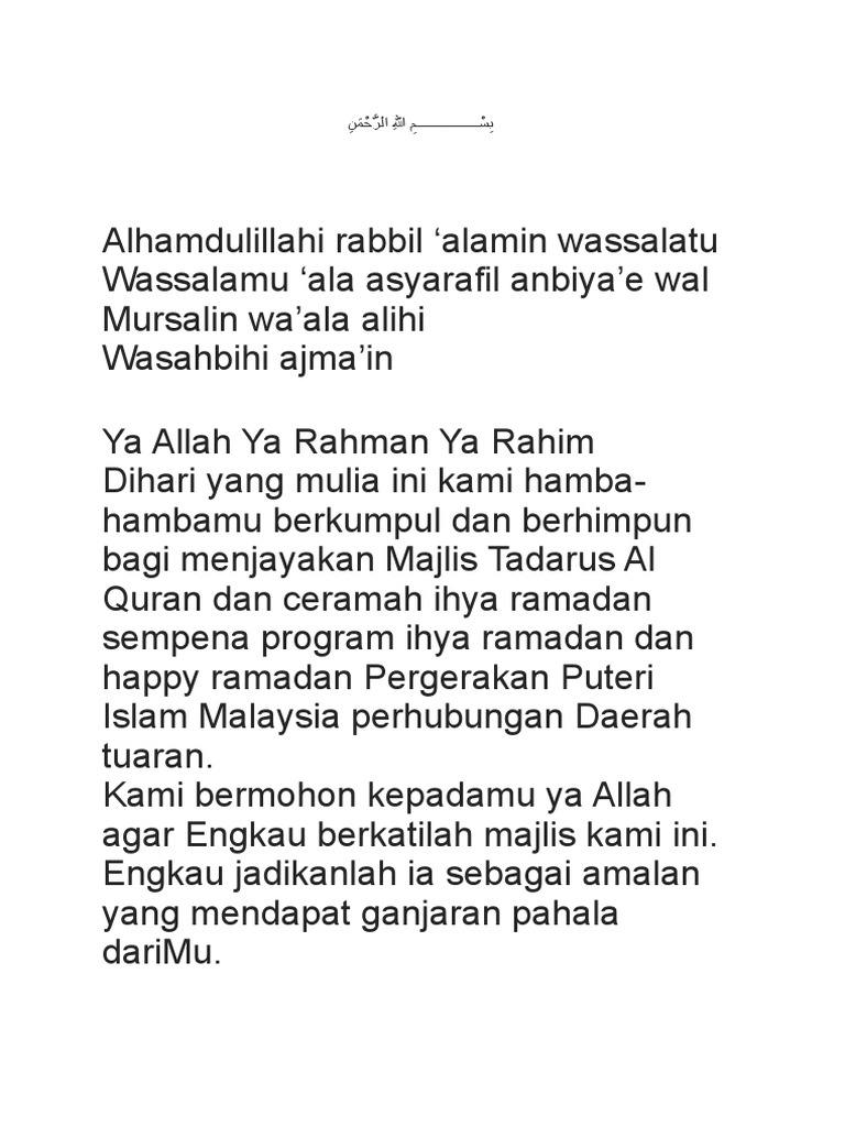Doa Penutupan Program Ihya Ramadan - 230412 - 054323 | PDF | Pengembangan Diri | Agama ...