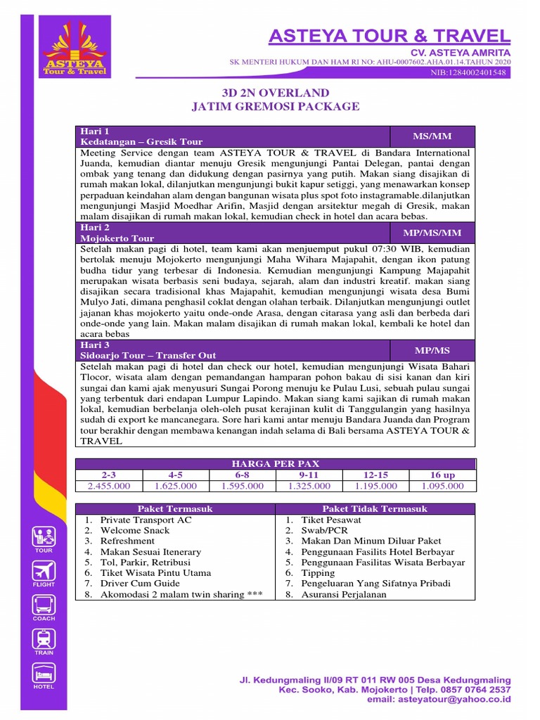 Ready Made 3D 2N Jatim GMS Tour | PDF