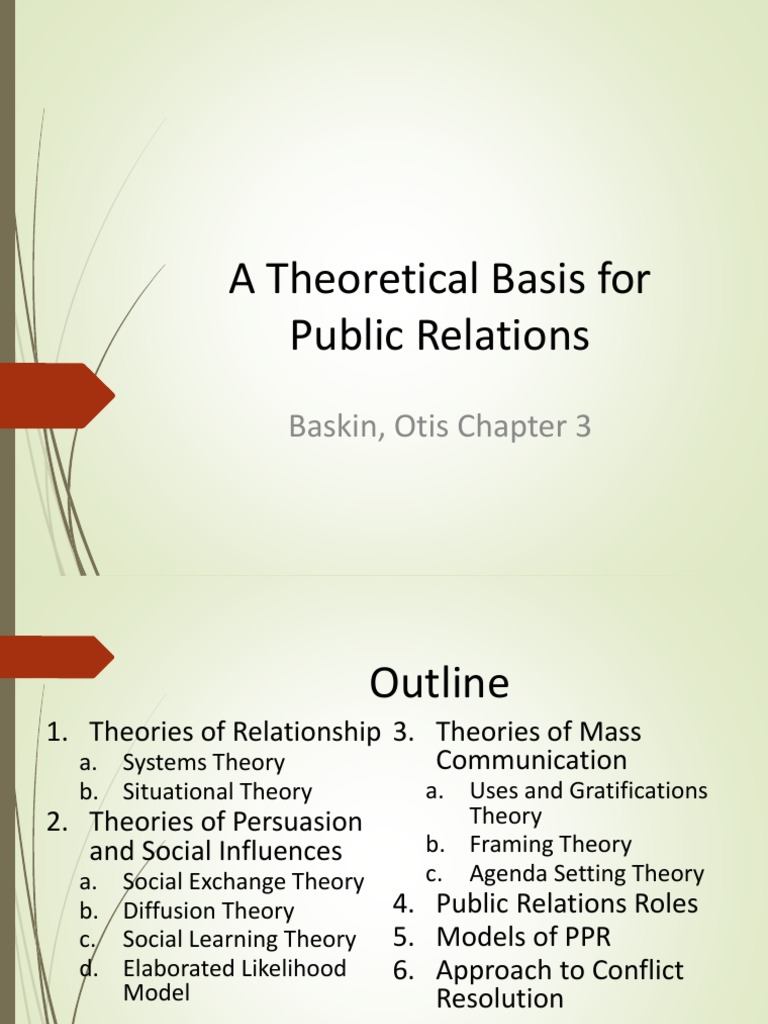 Public Relations Theories Guide | PDF | Persuasion | Communication