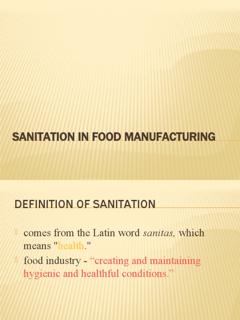 Sanitation in food manufacturing | PDF | Hygiene | Infection
