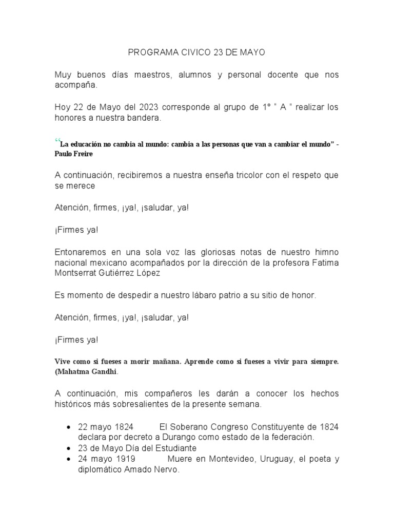 Programa Civico 23 de Mayo | PDF