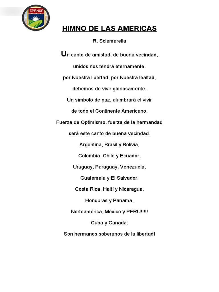 HIMNO - DE - LAS - AMERICAS :V | PDF