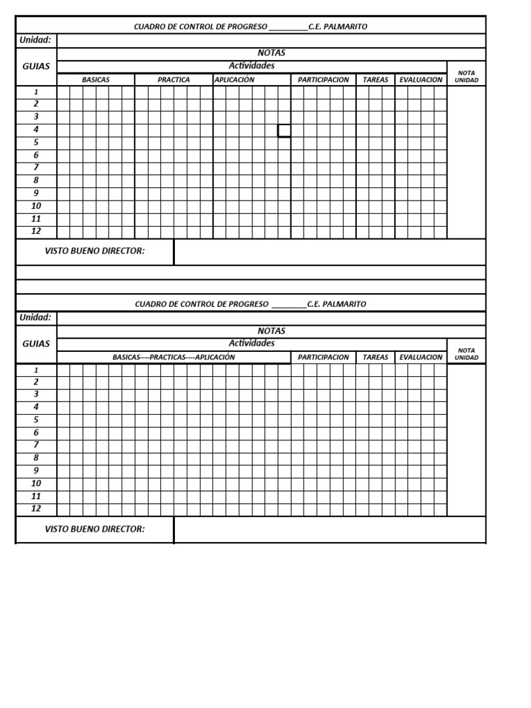 Cuadro de Control de Progreso | PDF