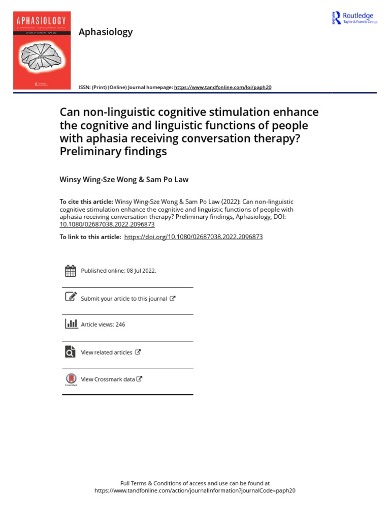 Can Non Linguistic Cognitive Stimulation Enhance The Cognitive and ...