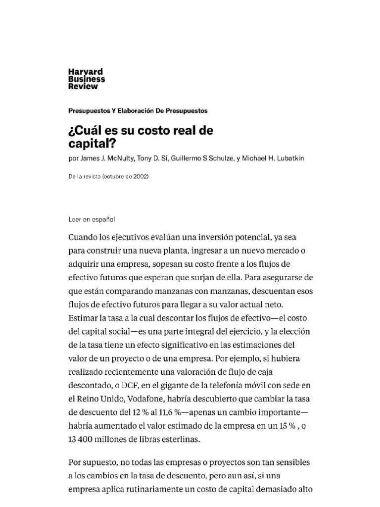 ¿Cuál Es Su Costo Real de Capital | PDF