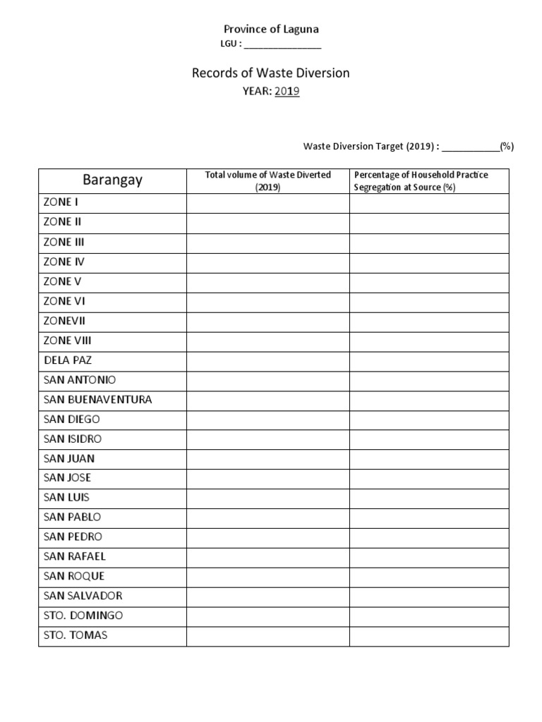 Waste Diversion Template | PDF
