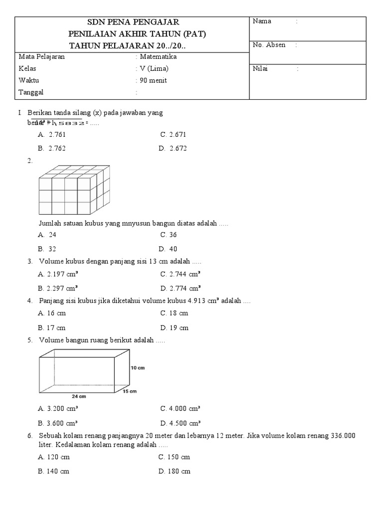 Soal Matematika Kelas 5 | PDF