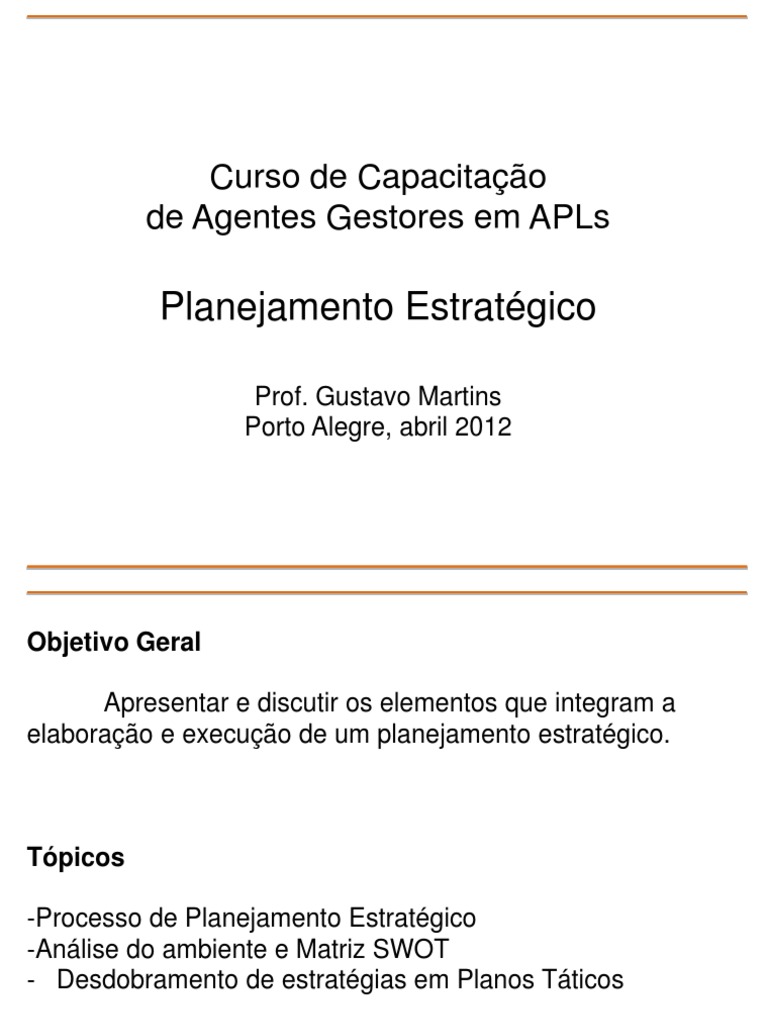 Planejamento 20estrat c3 A9gico 20 20prof 20gustavo 20martins | PDF ...