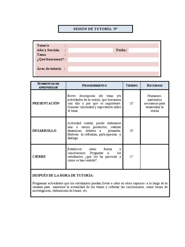 Formato de SESIONES | PDF | Salón de clases | Aprendizaje