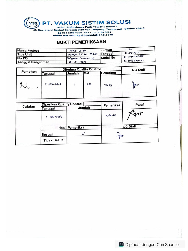 Checklist Form Qc Pdf