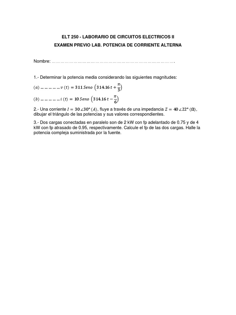 Examen Previo Lab No 4 | PDF