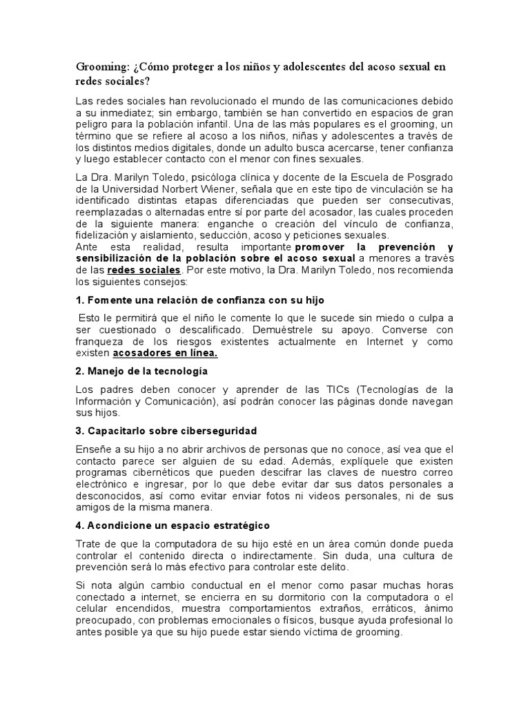 Grooming | PDF | Acoso sexual | Internet