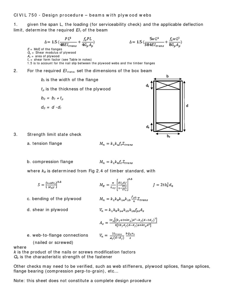 Plywood Web Beam Design Guide | PDF | Beam (Structure) | Plywood