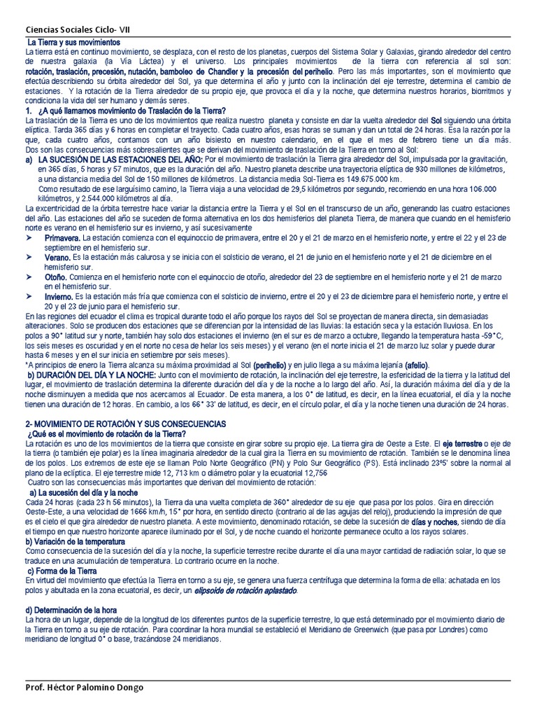 La Tierra y Sus Movimientos | PDF | Tierra | Año