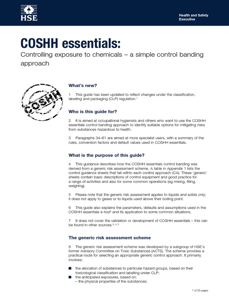 1 - Coshh Technical Basis | PDF | Risk Assessment | Risk