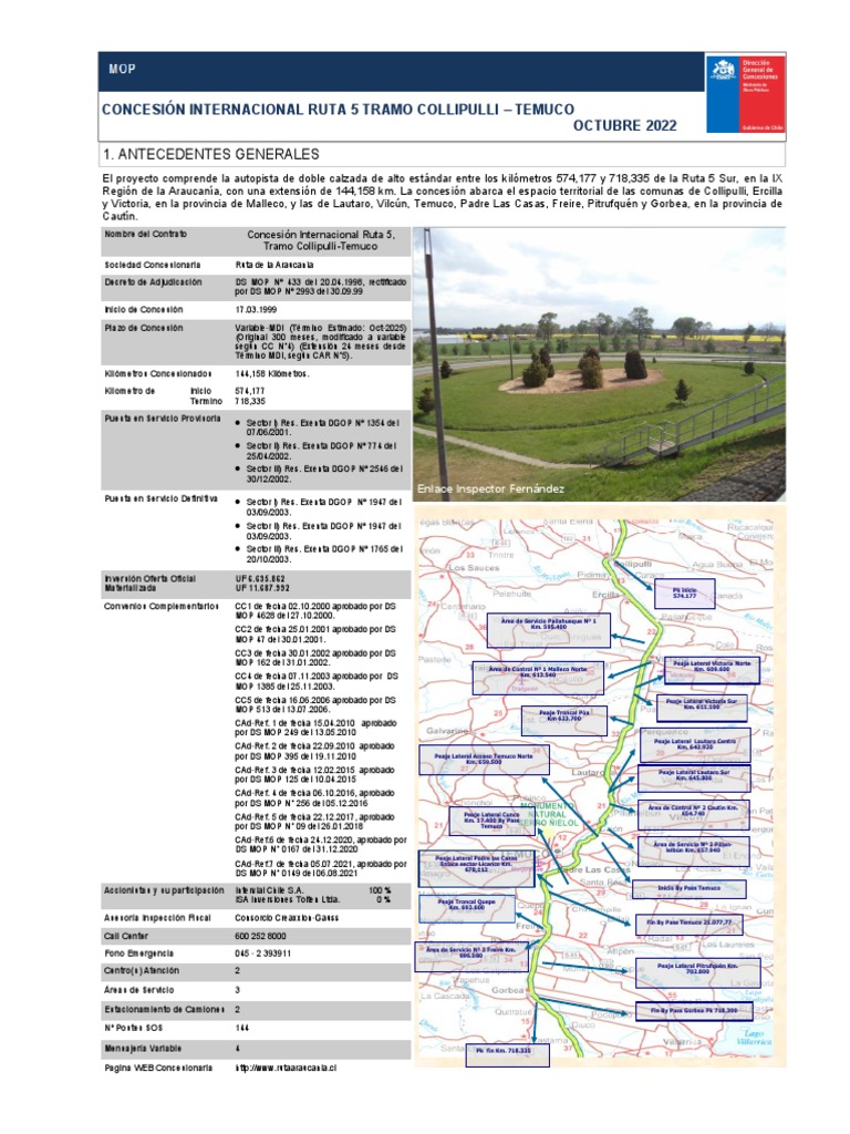 INFO MOP Tramo Collipulli-Temuco | PDF