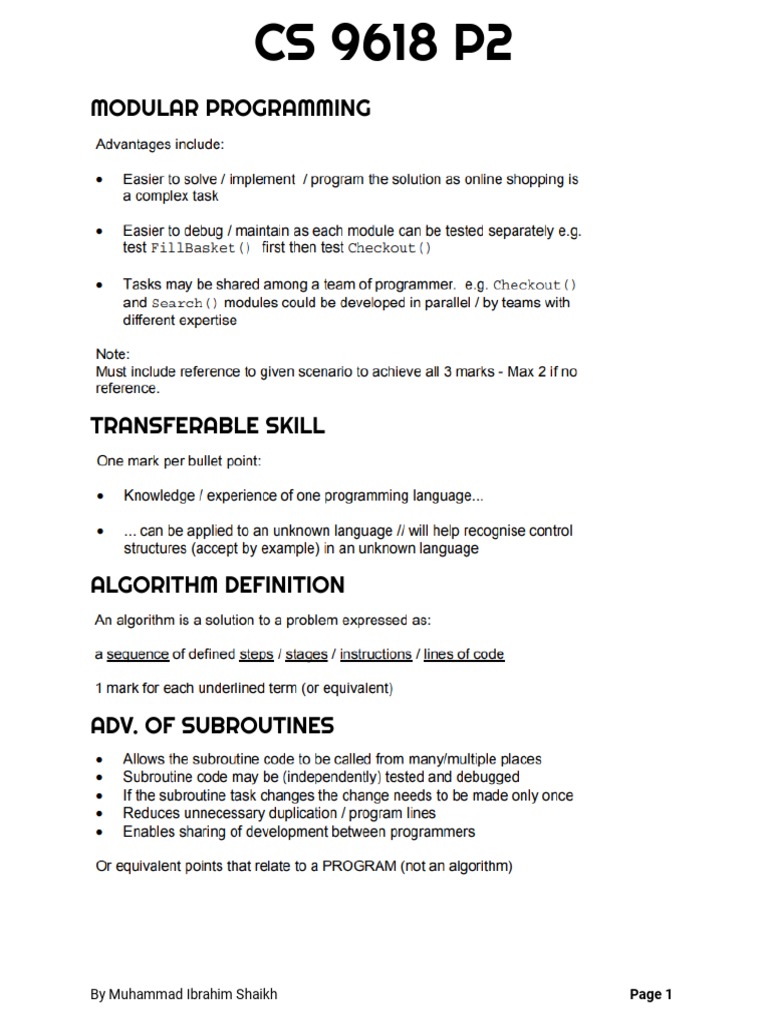 Cs P2 Notes Pdf Parameter Computer Programming Computer Program