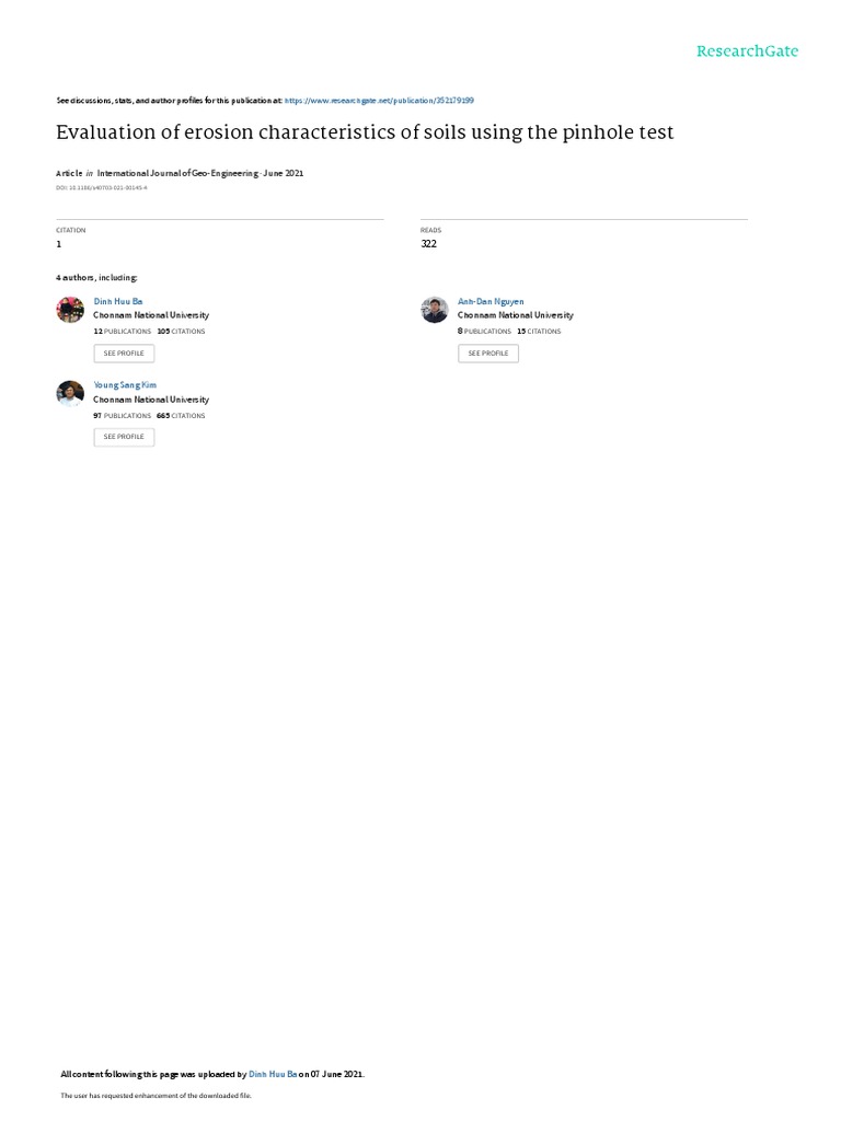Pinhole Test | PDF | Density | Geotechnical Engineering