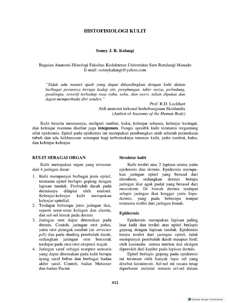 Jurnal Histofisiologi Kulit | PDF