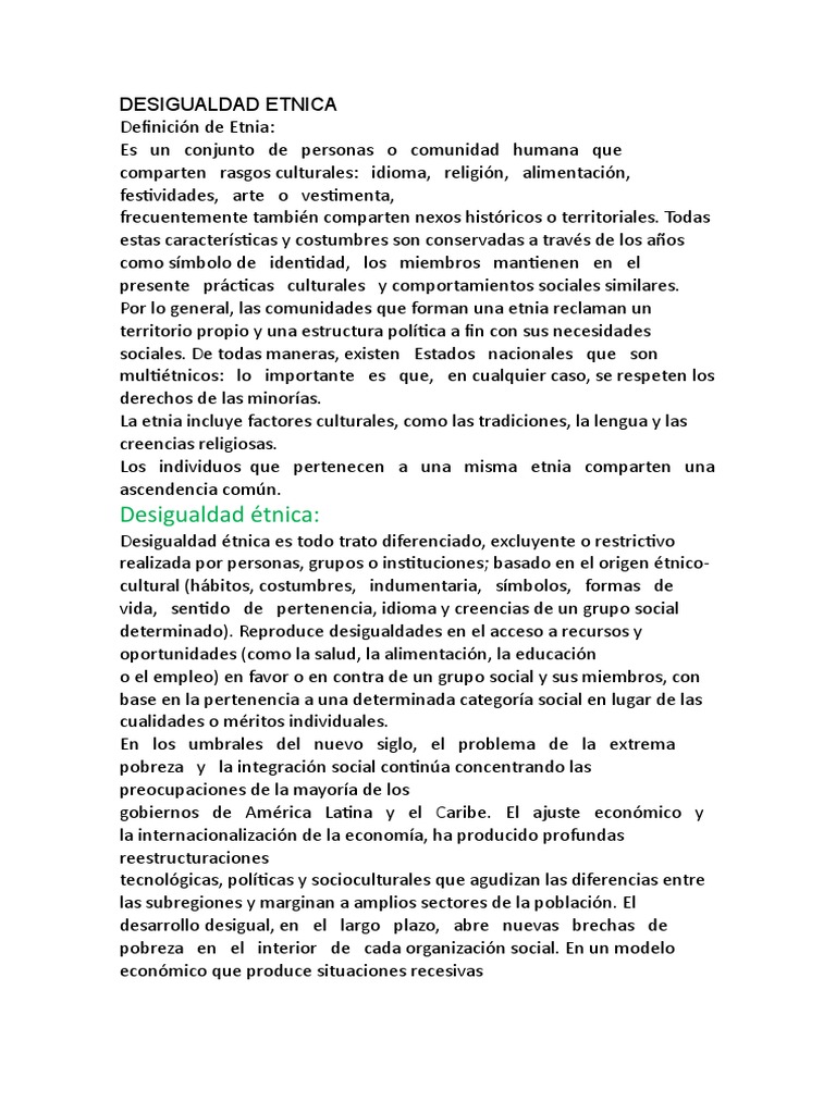 Desigualdad Etnica | PDF | Desigualdad social | Discriminación y ...
