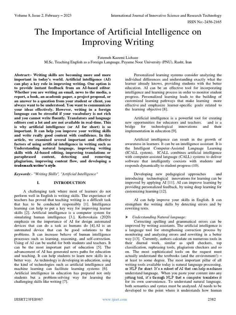 The Importance of Artificial Intelligence On Improving Writing | PDF ...