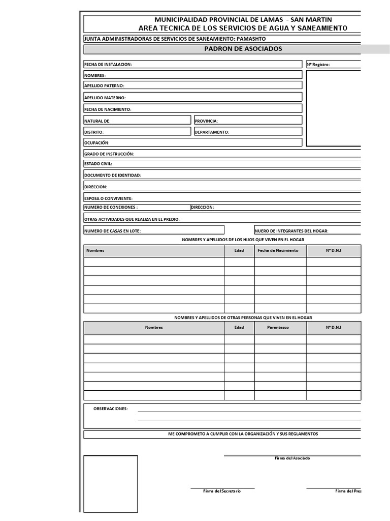 Formato de Libro de Padron de Asociados | PDF