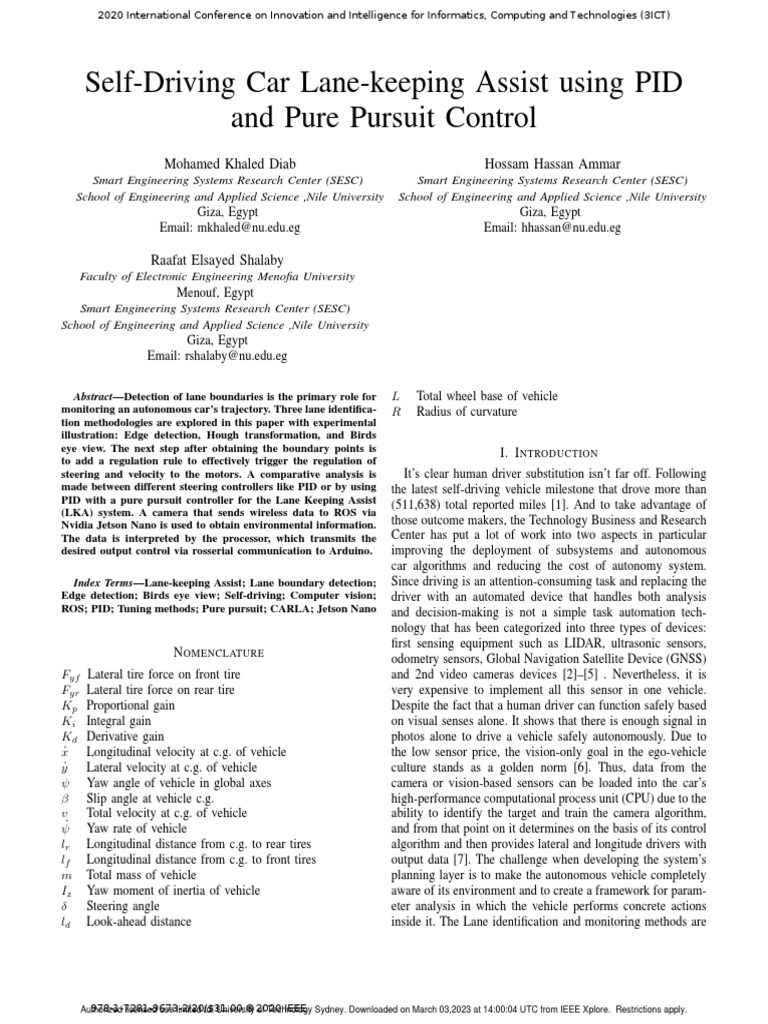 Lane-Keeping Assist for Self-Driving Cars | PDF | Technology & Engineering
