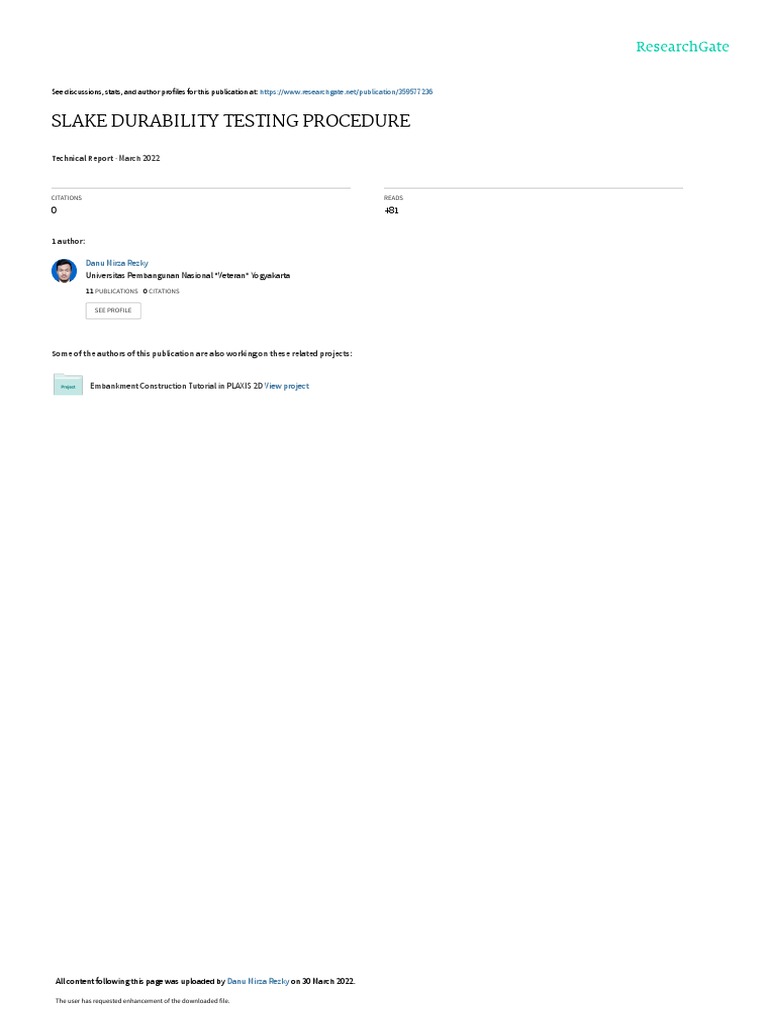 Slake Durability Testing Procedure | PDF | Applied And ...