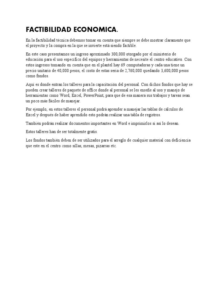 Factibilidad Economica | PDF