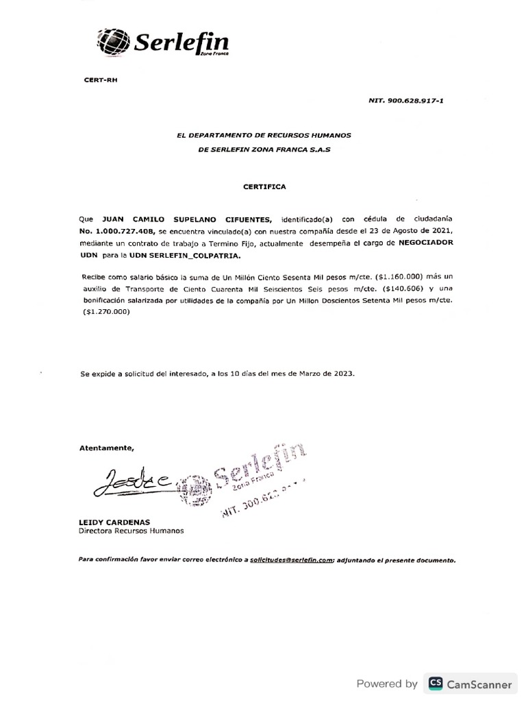Certificado Laboral Actual | PDF