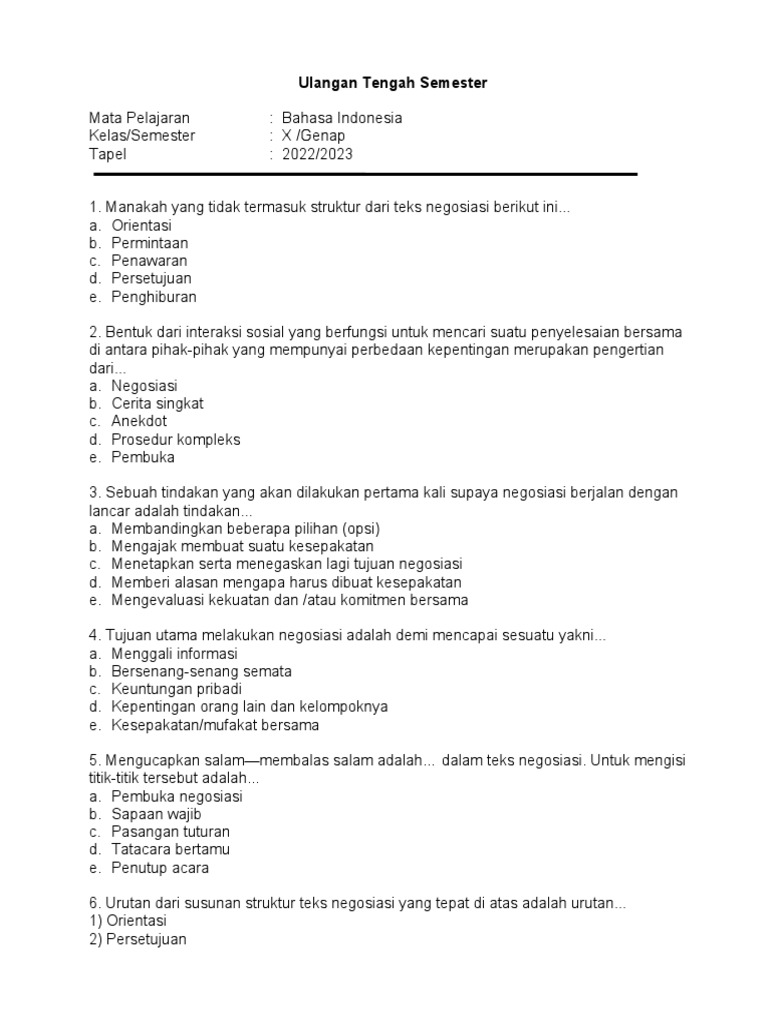 Soal Uts X 2 | PDF
