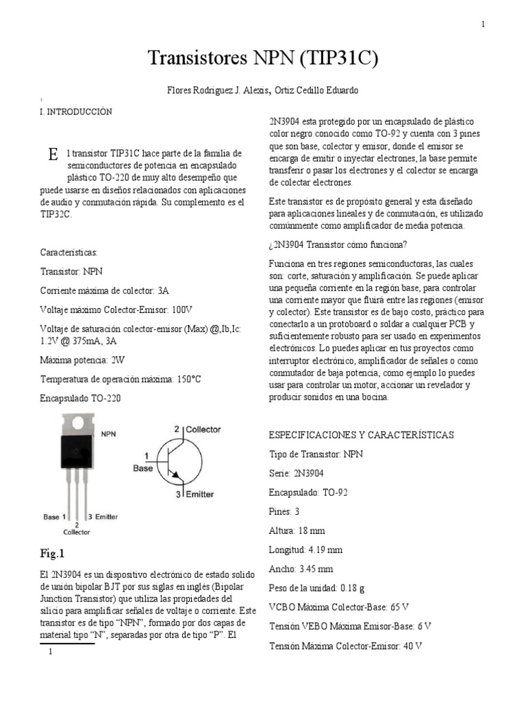 Tipos y Prácticas con Transistores NPN | PDF | Transistor de unión ...