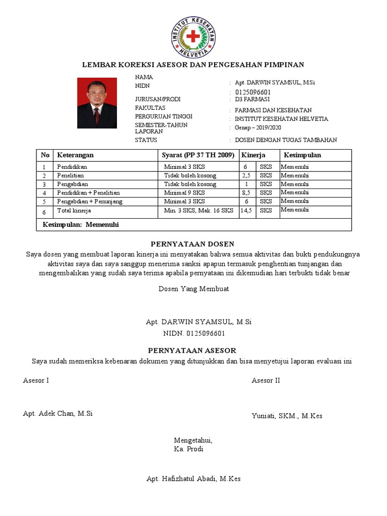Laporan Kinerja Dosen Farmasi | PDF