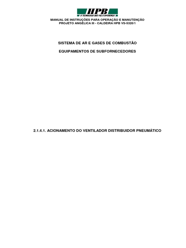 Manual de Caldeira HPB Angélica III | PDF | Motor elétrico | Potência ...
