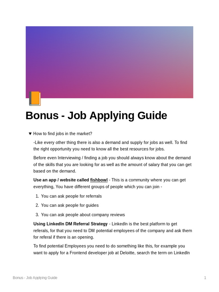 Bonus - Job Applying Guide | PDF | Linked In | Business