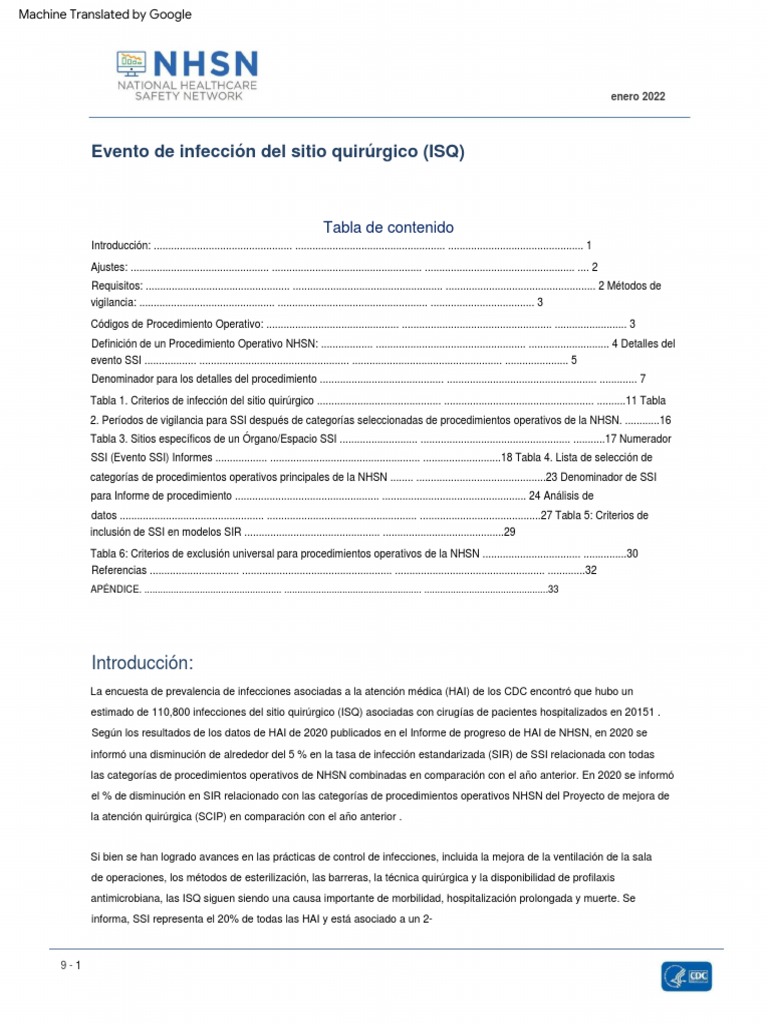 Surgical Site Infection NHSN 2022 | PDF | Cirugía | Diagnostico medico